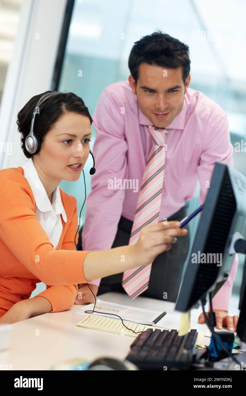 Male executive using telephone headset hi-res stock photography and ...