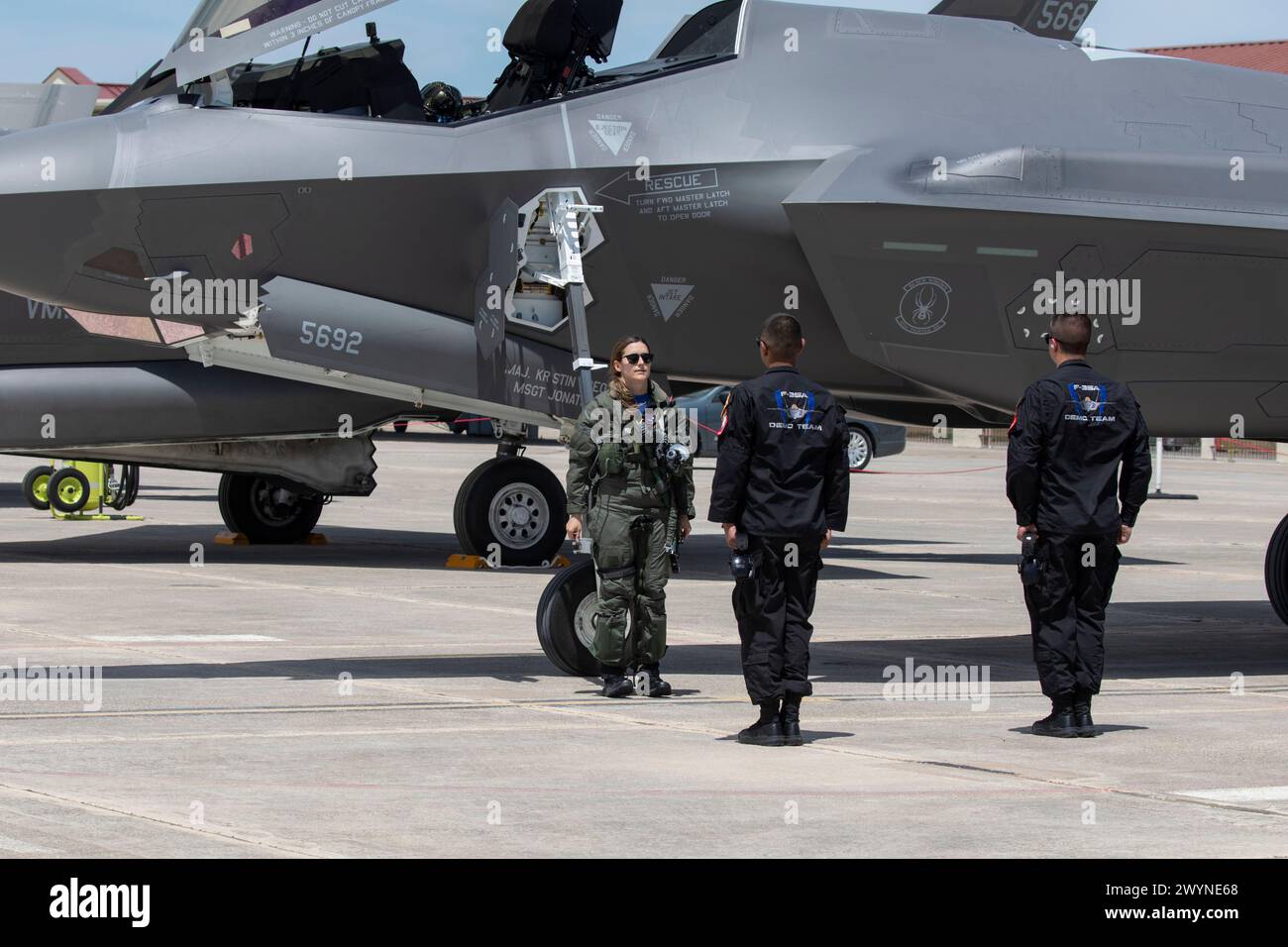 A U.S. Air Force F-35A Lightning II performs their pre-flight ...