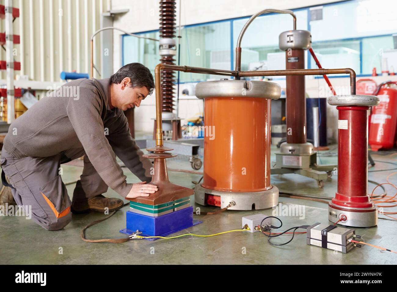 Shock test. Equipment boost with spark gap. High Voltage Electric ...