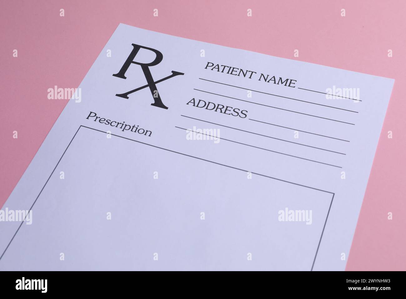 Medical prescription form on pink background, closeup Stock Photo - Alamy