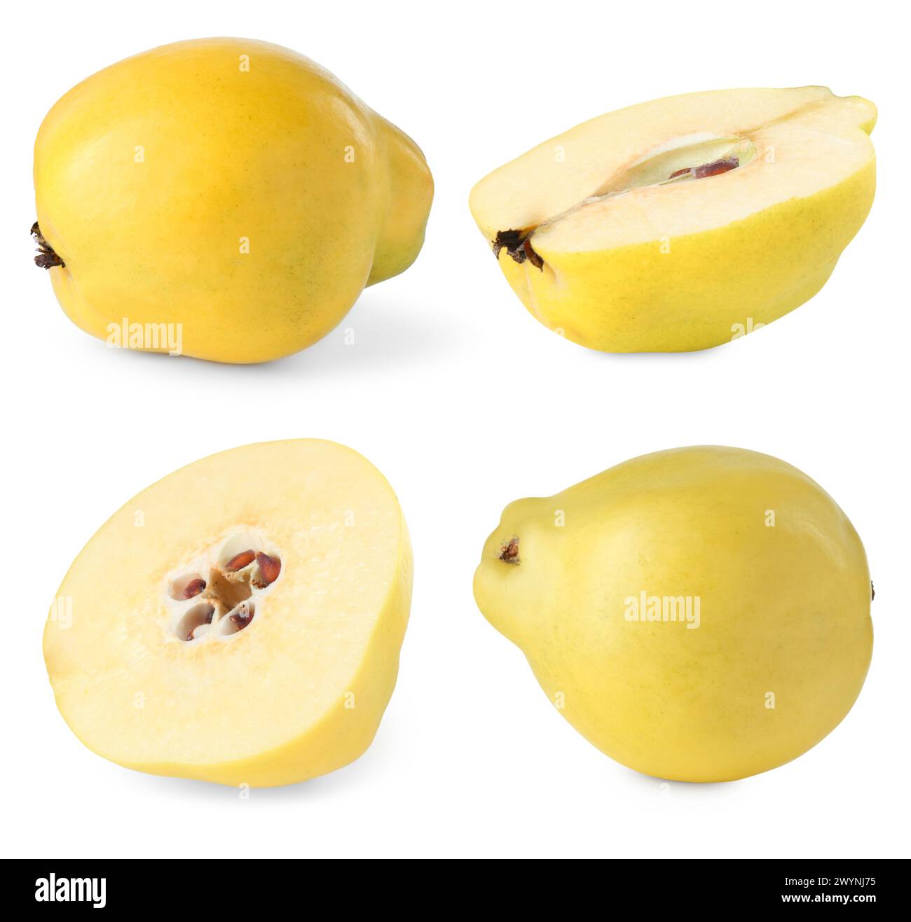 Fresh ripe quince fruits isolated on white, set Stock Photo - Alamy