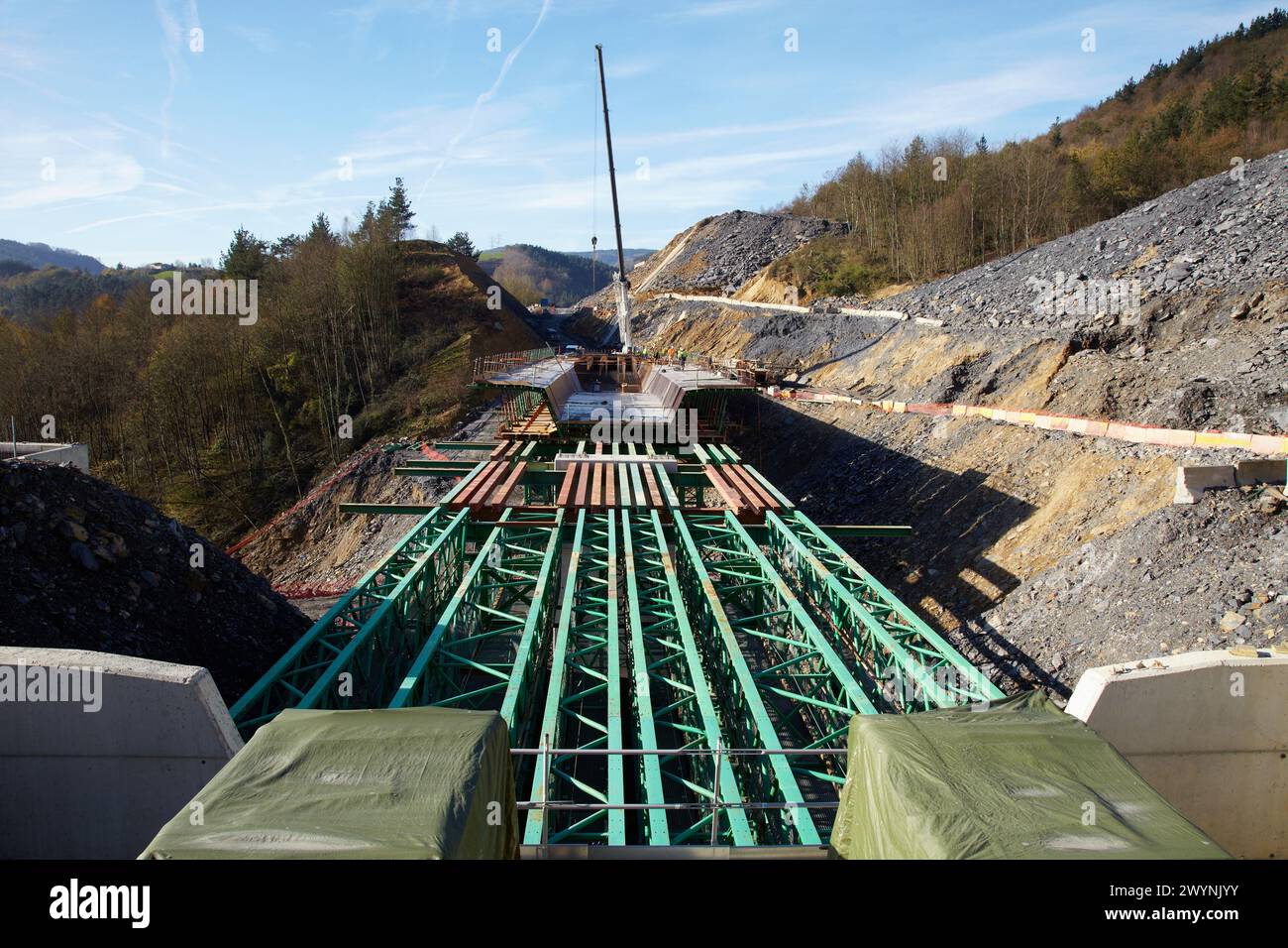 Construction of viaduct, Works of the new railway platform in the ...