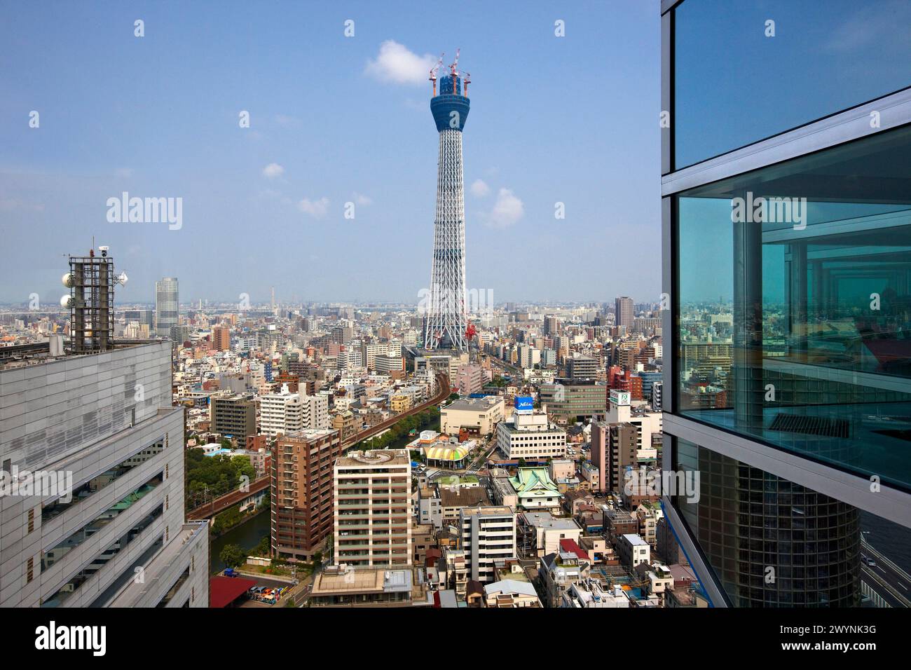 Asahi Beer Tower and Tokyo Sky Tree under construction, Sumida, Asakusa ...