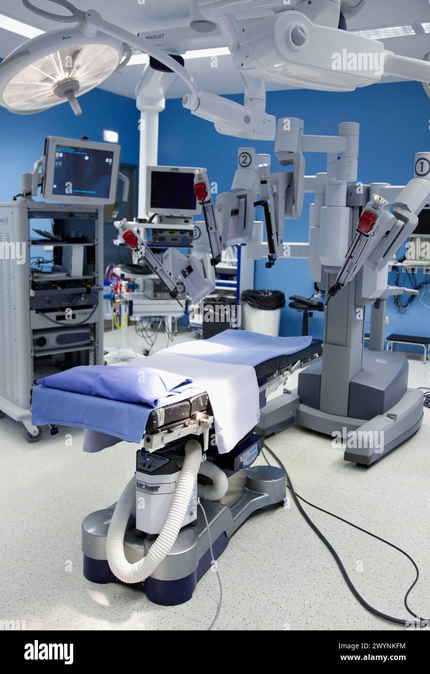 Operating room, prostate cancer robotic surgery, Da Vinci surgical ...
