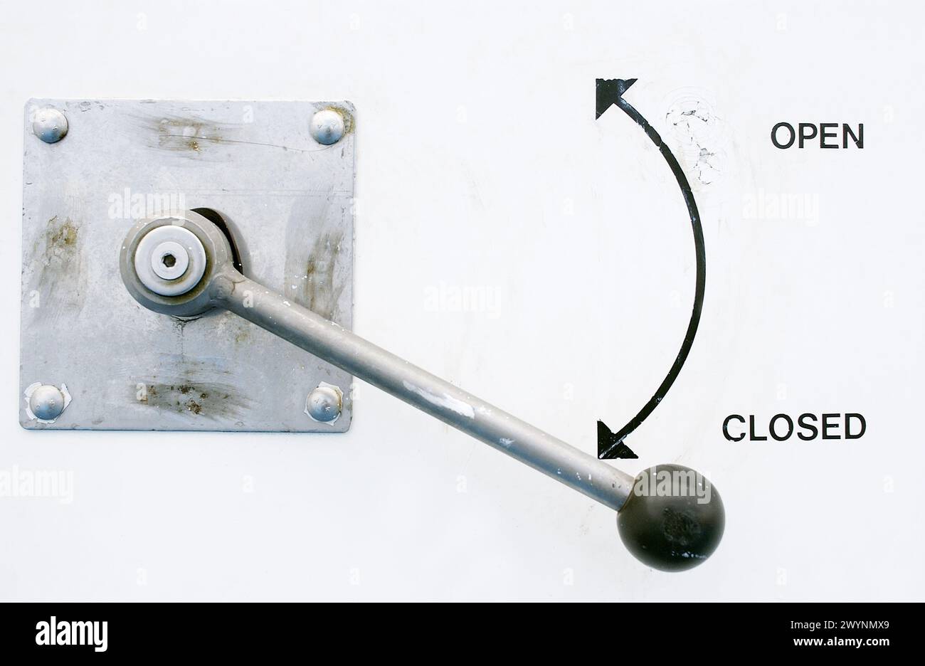 Open/close lever at ferry Barcelona-Genoa line Stock Photo - Alamy