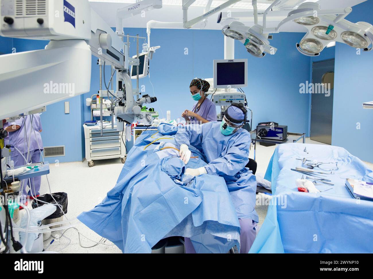 Surgical removal of the adenoids, otorhinolaryngology operating room ...