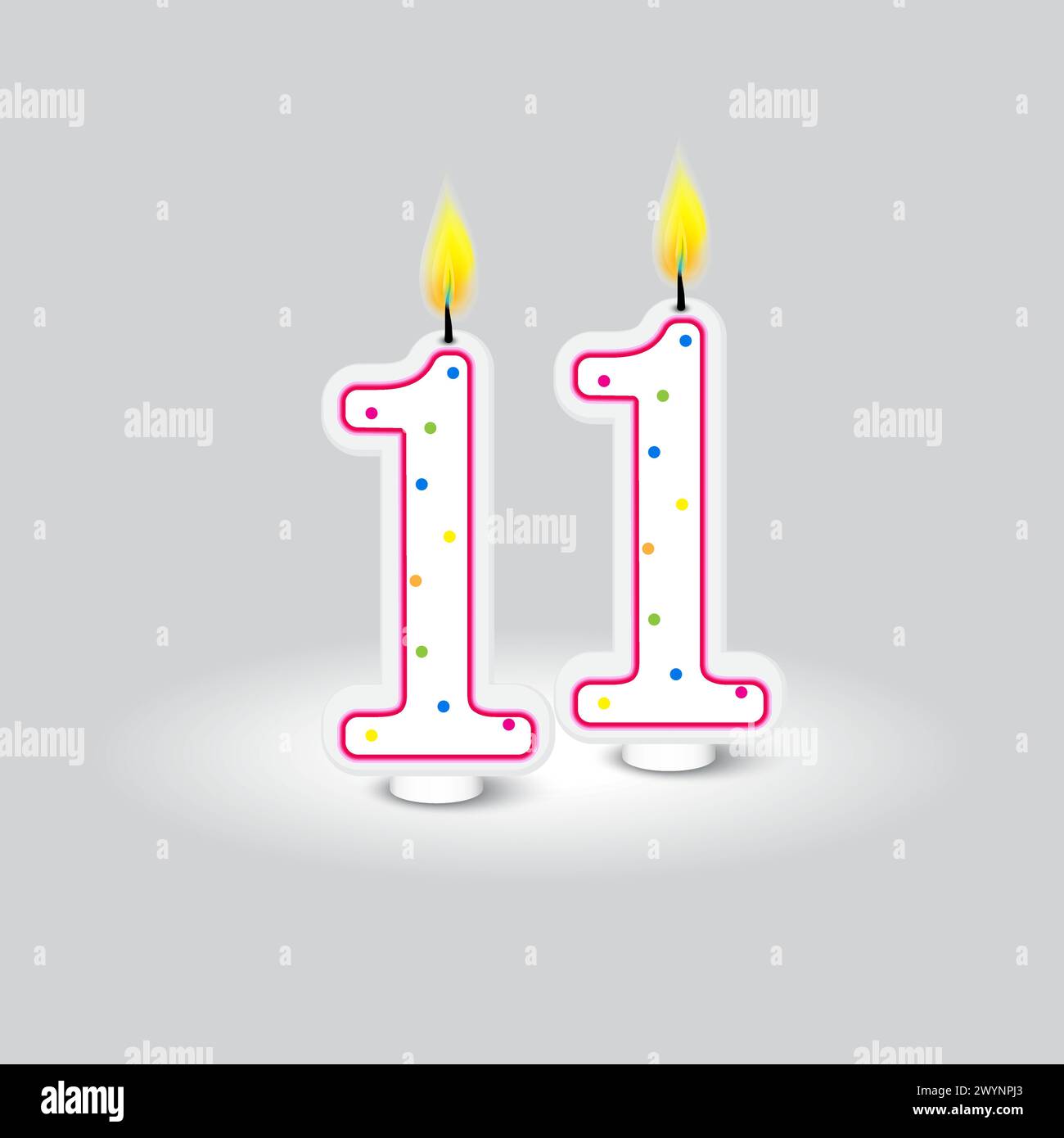 Number eleven candle design. Birthday age symbol. Colorful celebration ...