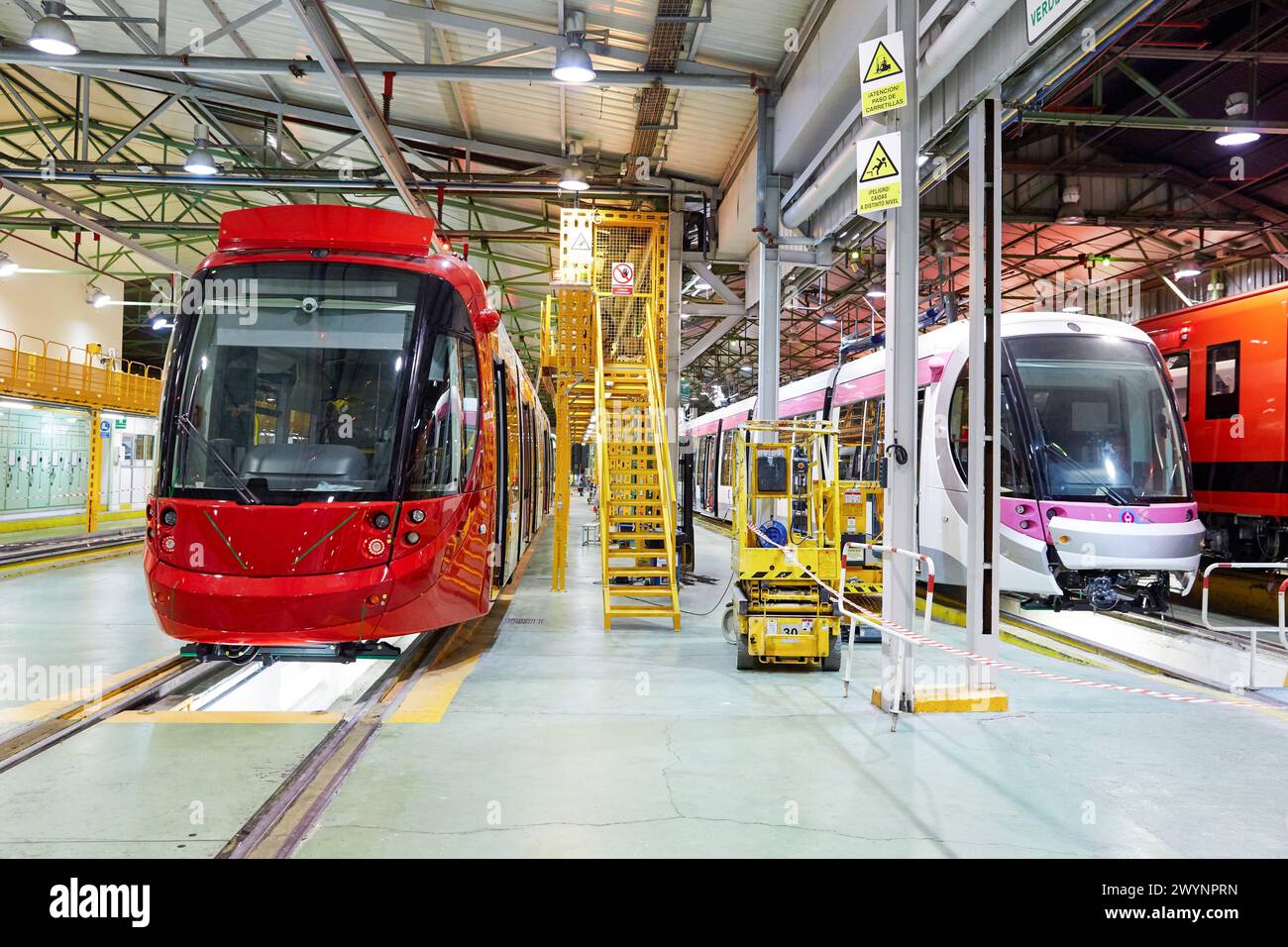 Assembly workshop trams. Manufacture of trains Stock Photo - Alamy