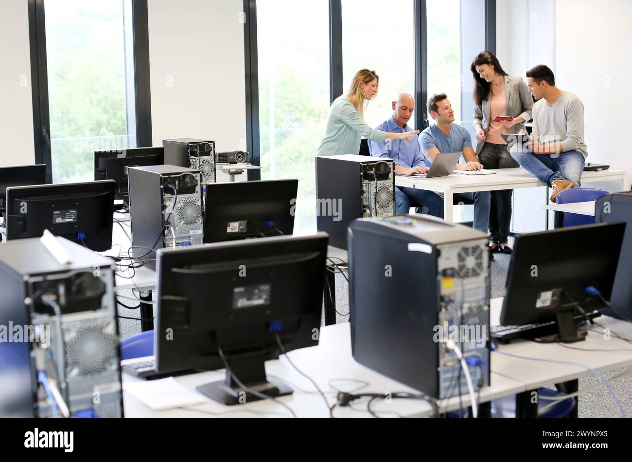 Computer on teacher`s table hi-res stock photography and images - Alamy