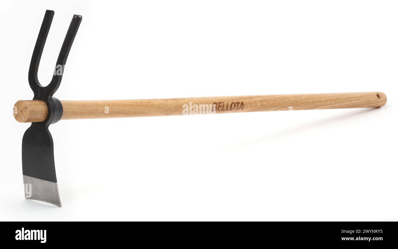 Hoe, for digging the earth, Hand tool, Agriculture and gardening Stock ...