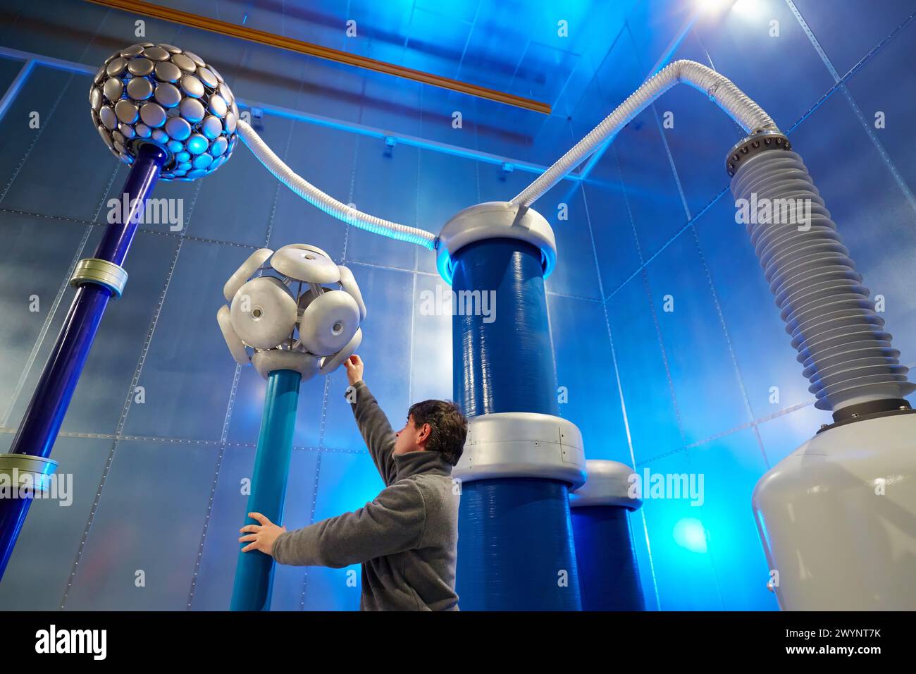Faraday cage. HIGH VOLTAGE LABORATORY. Test bench to conduct dielectric ...
