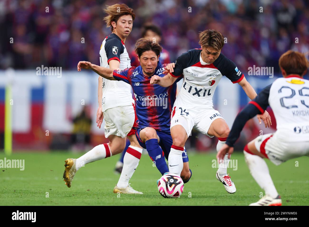 Tokyo, Japan. 7th Apr, 2024. (L to R) Kosuke Shirai (FC Tokyo), Yuta Higuchi (Antlers) Football ...