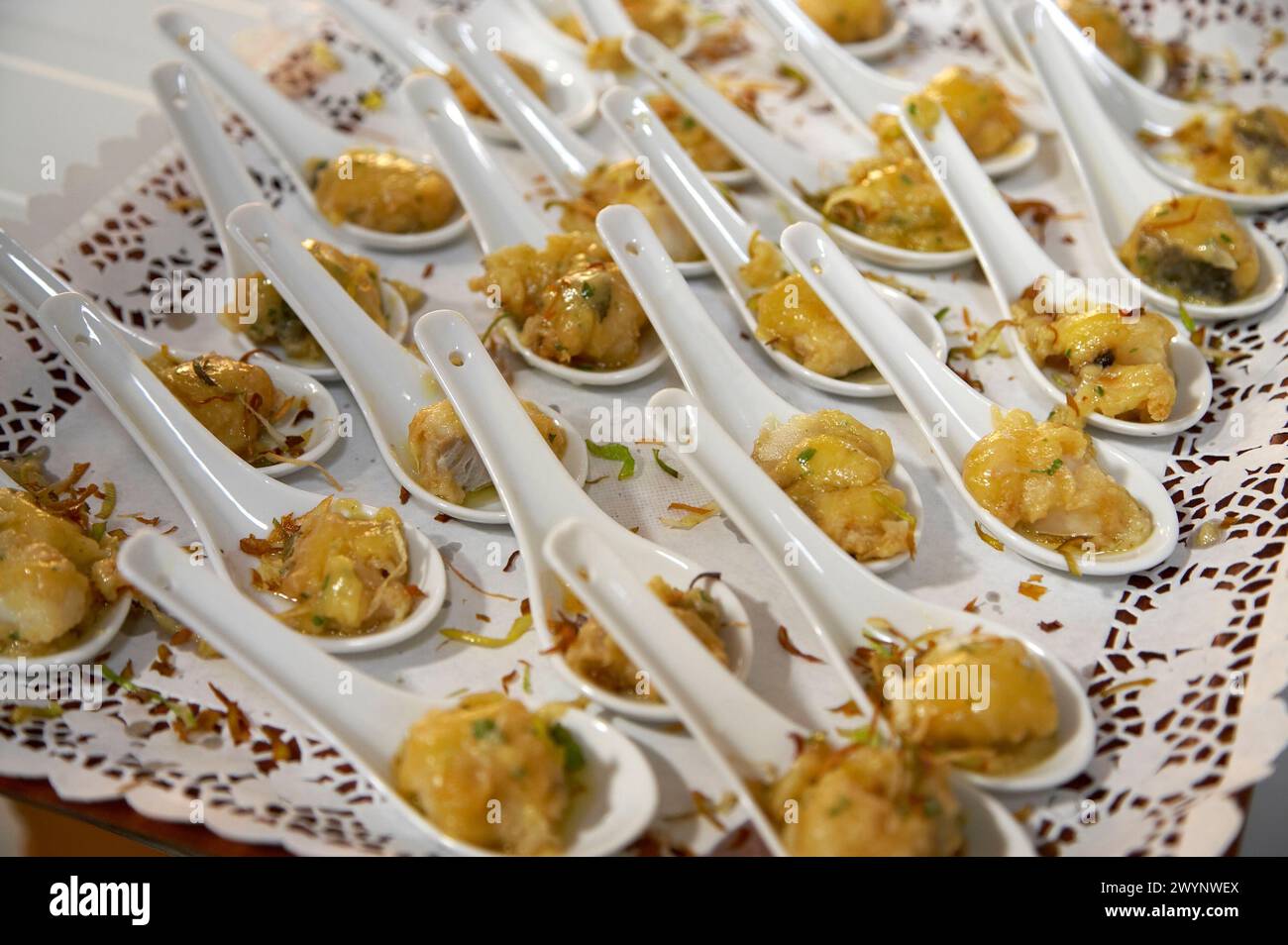 Cod fish, canape preparation, Divinus Catering, San Sebastian, Donostia ...