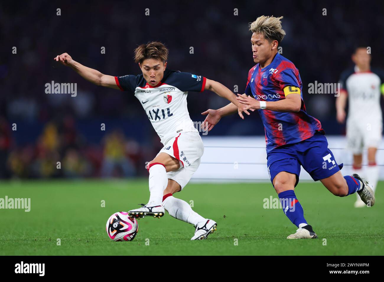 Tokyo, Japan. 7th Apr, 2024. (L to R) Yuta Higuchi (Antlers), Kuryu ...