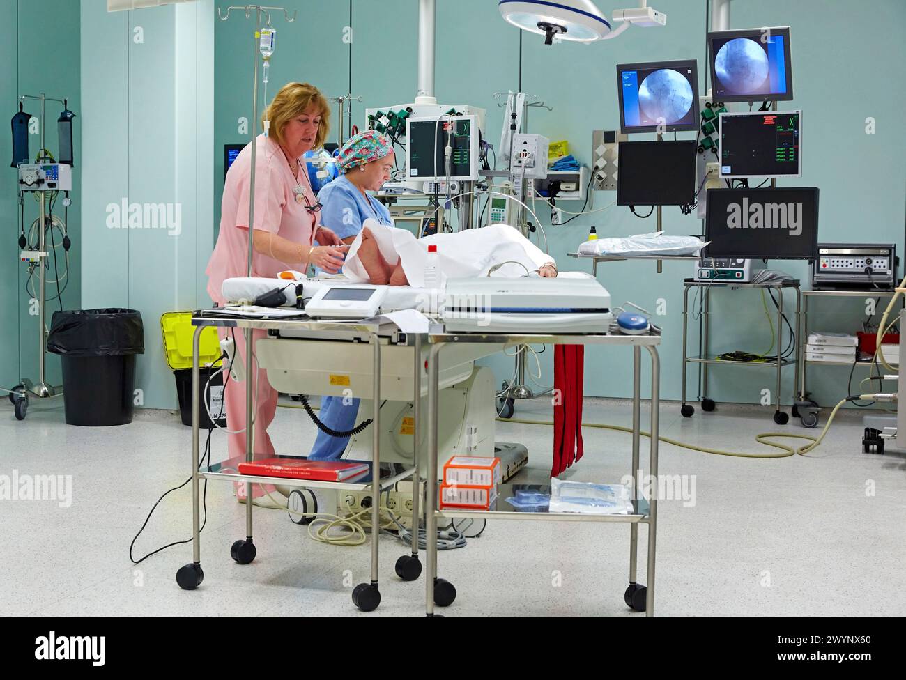 Operating room for placement of defibrillator. Intensive Care Unit ICU ...