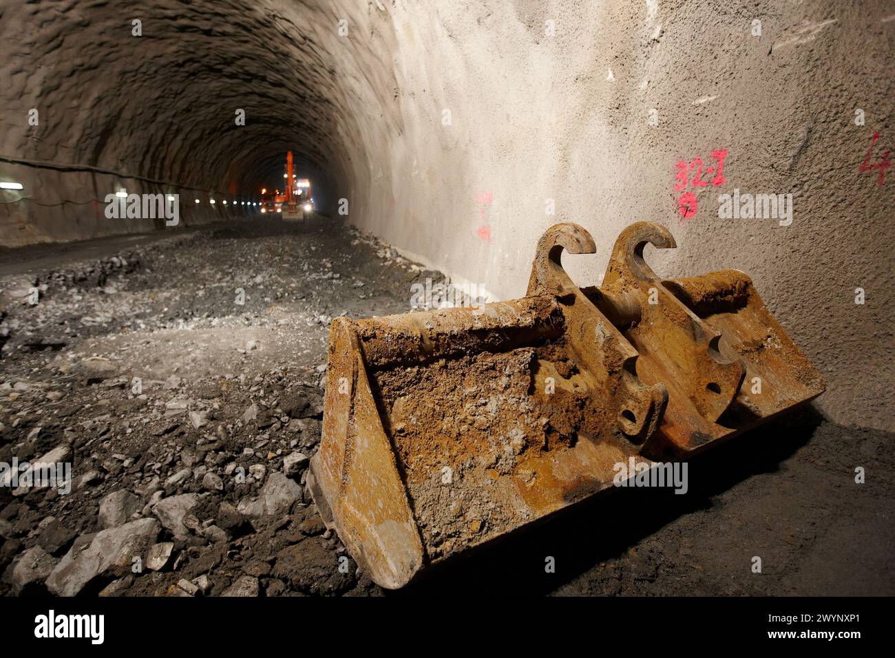 Tunnel construction, Works of the new railway platform in the Basque ...