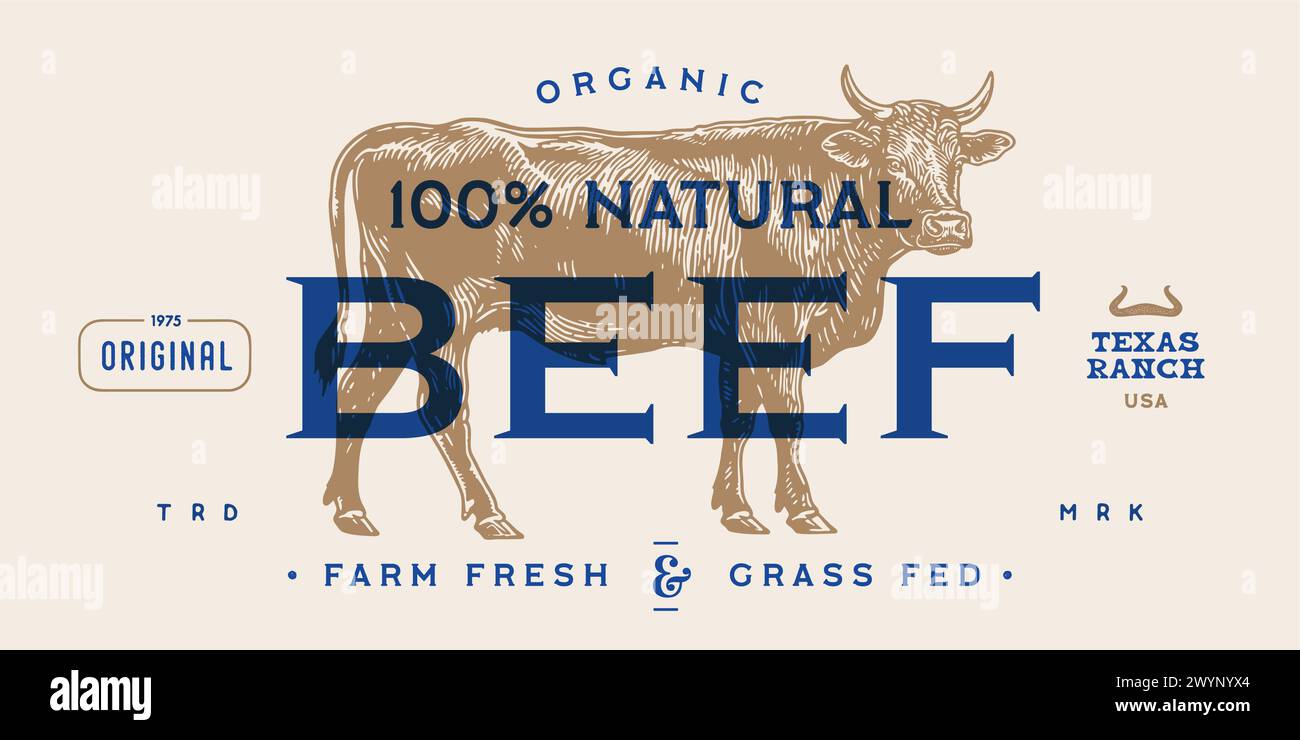 Cow, bull, beef meat tag label Stock Vector Image & Art - Alamy