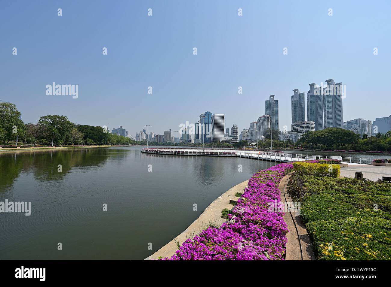 Lake Ratchada at Benjakitti Park seen from Queen Sirikit Convention ...