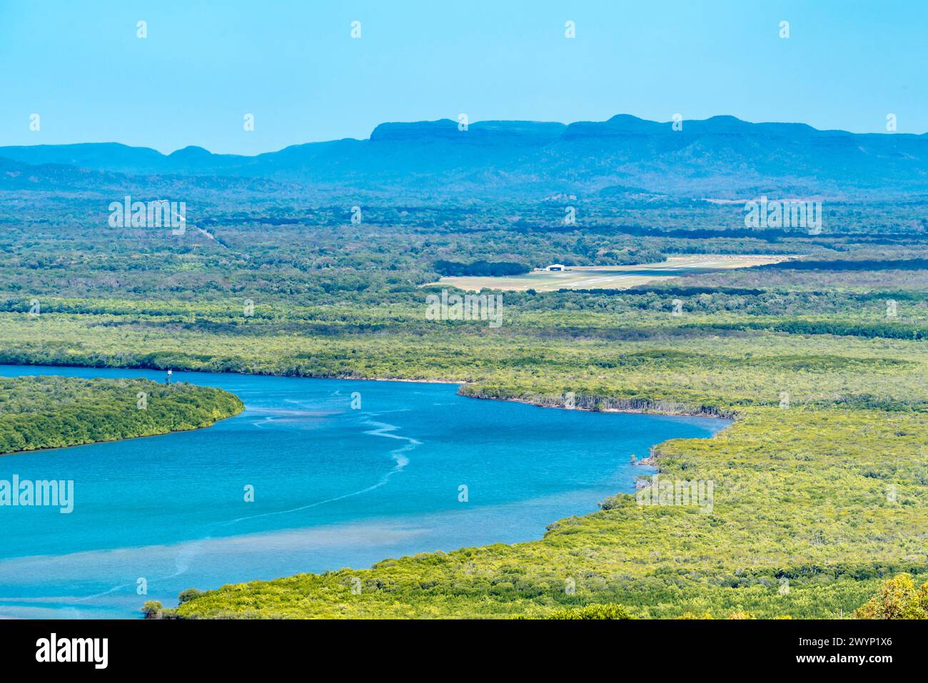 Cooktown airport (airfield) and the massive mangrove forest bordering ...