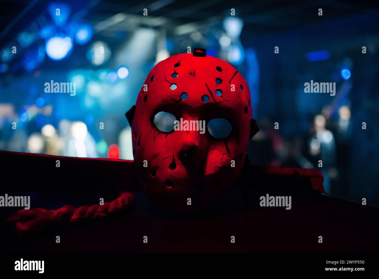 scary Jack mask from Halloween costume with red light Stock Photo - Alamy