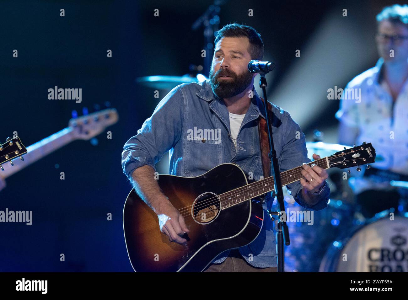 American country pop singer JORDAN DAVIS performs at a taping of CMT ...