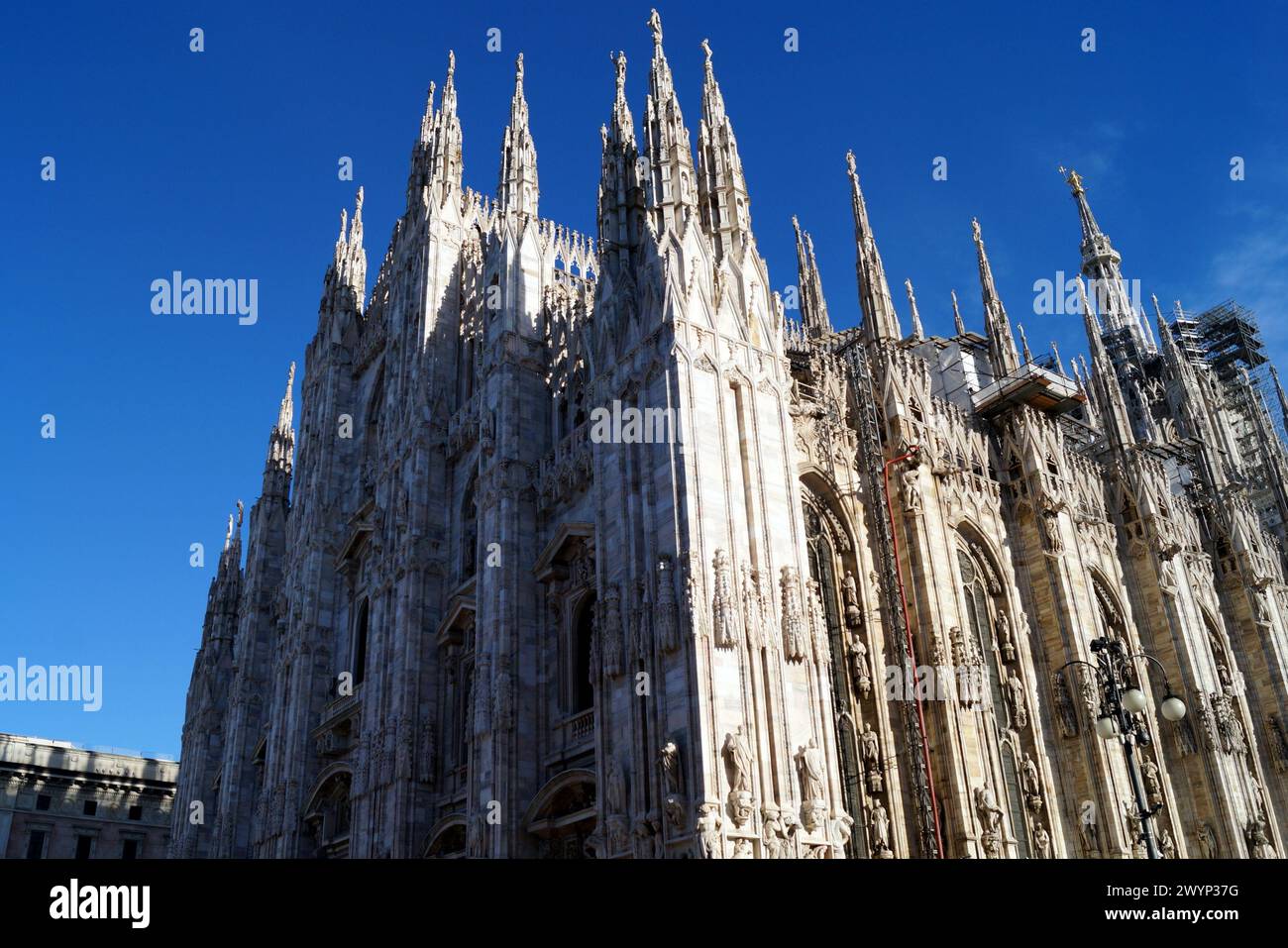 Stone-carved lace of sculptures and spires of the Cathedral, partial ...