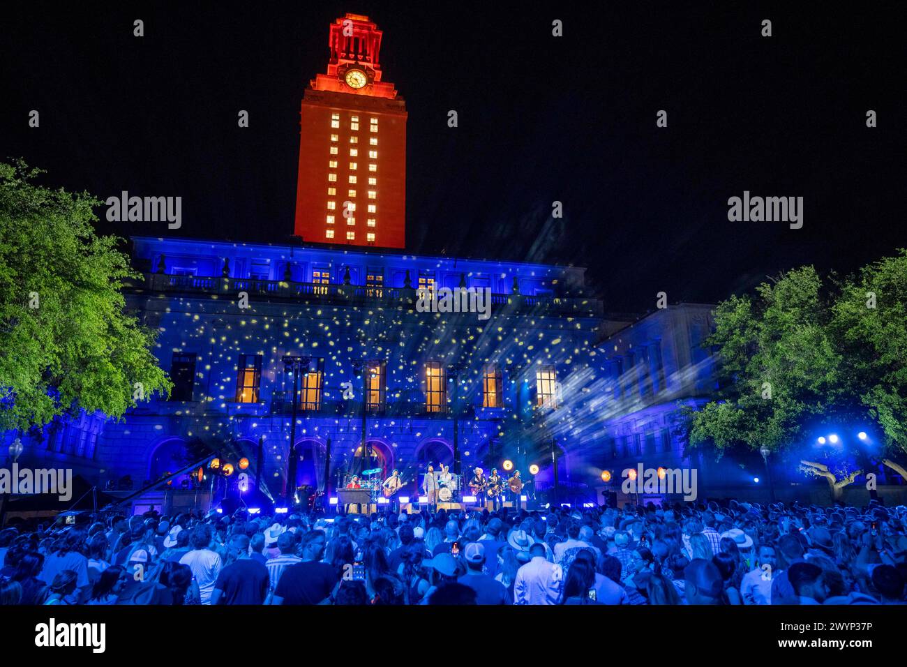 Austin Texas USA, April 5 2024: The orange-lit University of Texas ...