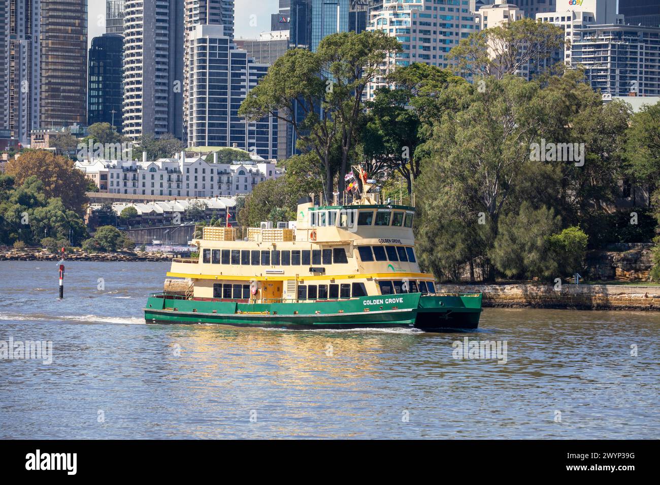 Sydney ferry the MV Golden Grove on Sydney Harbour, NSW,Australia Stock ...