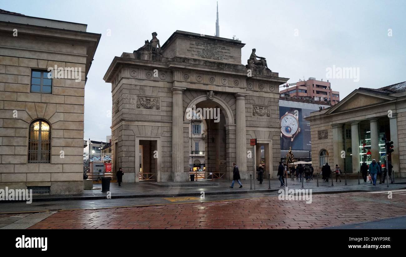 Porta Garibaldi, old city gate, neoclassical arch built in 1825 ...
