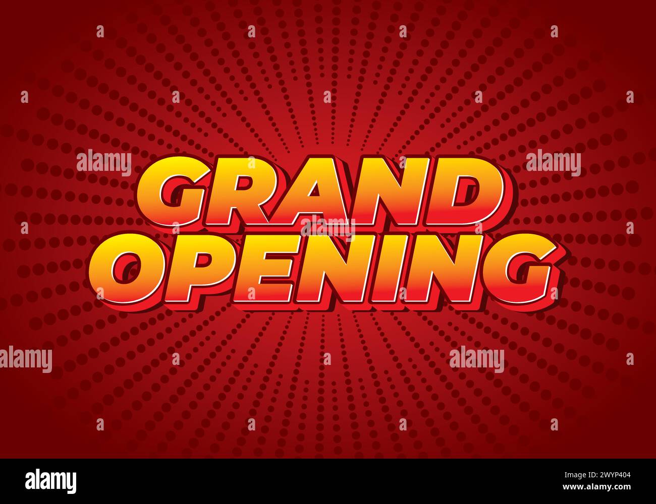 Grand opening. Text effect design in yellow red color with 3 dimension ...