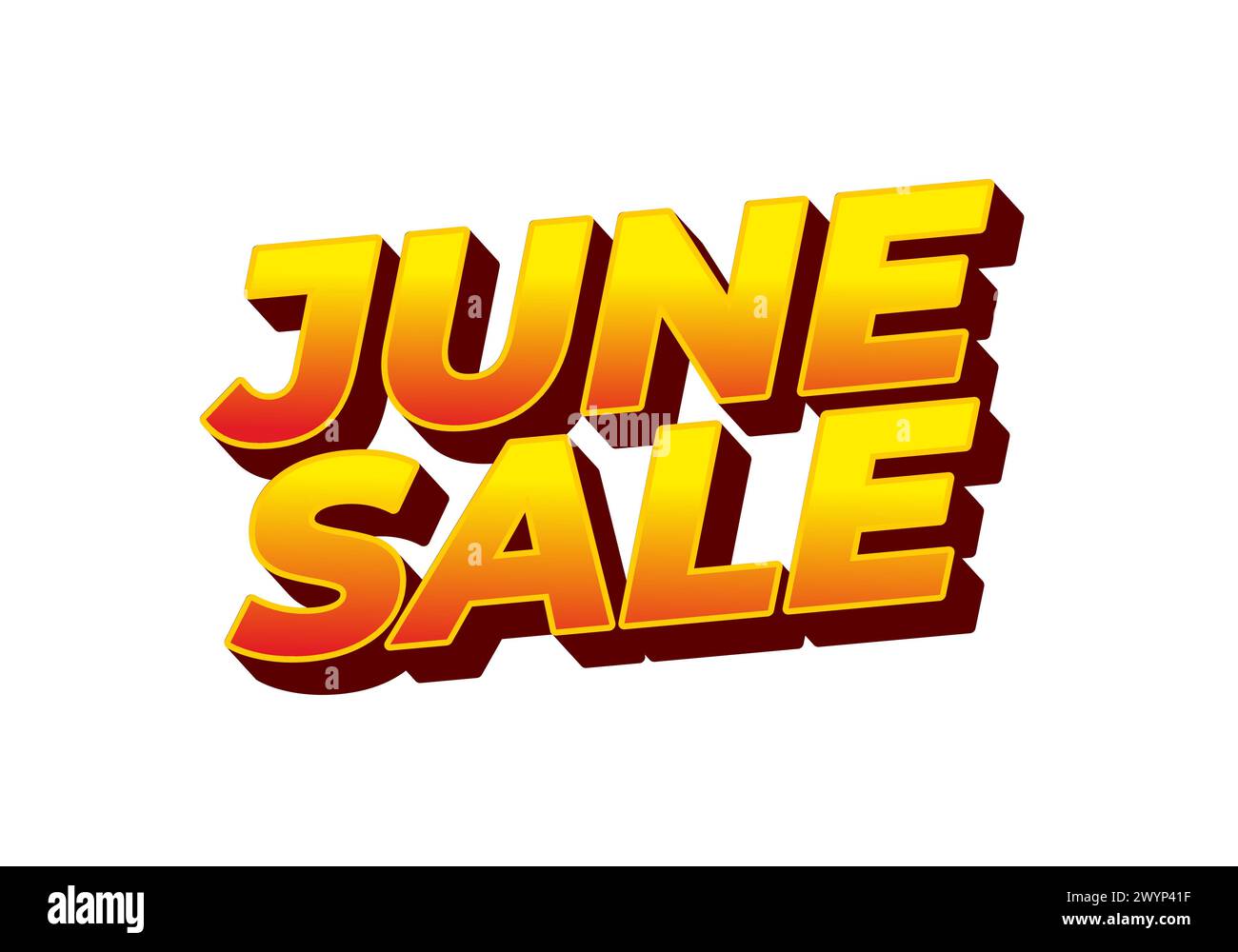 June sale. Text effect design in 3 dimensions style with eye catching ...
