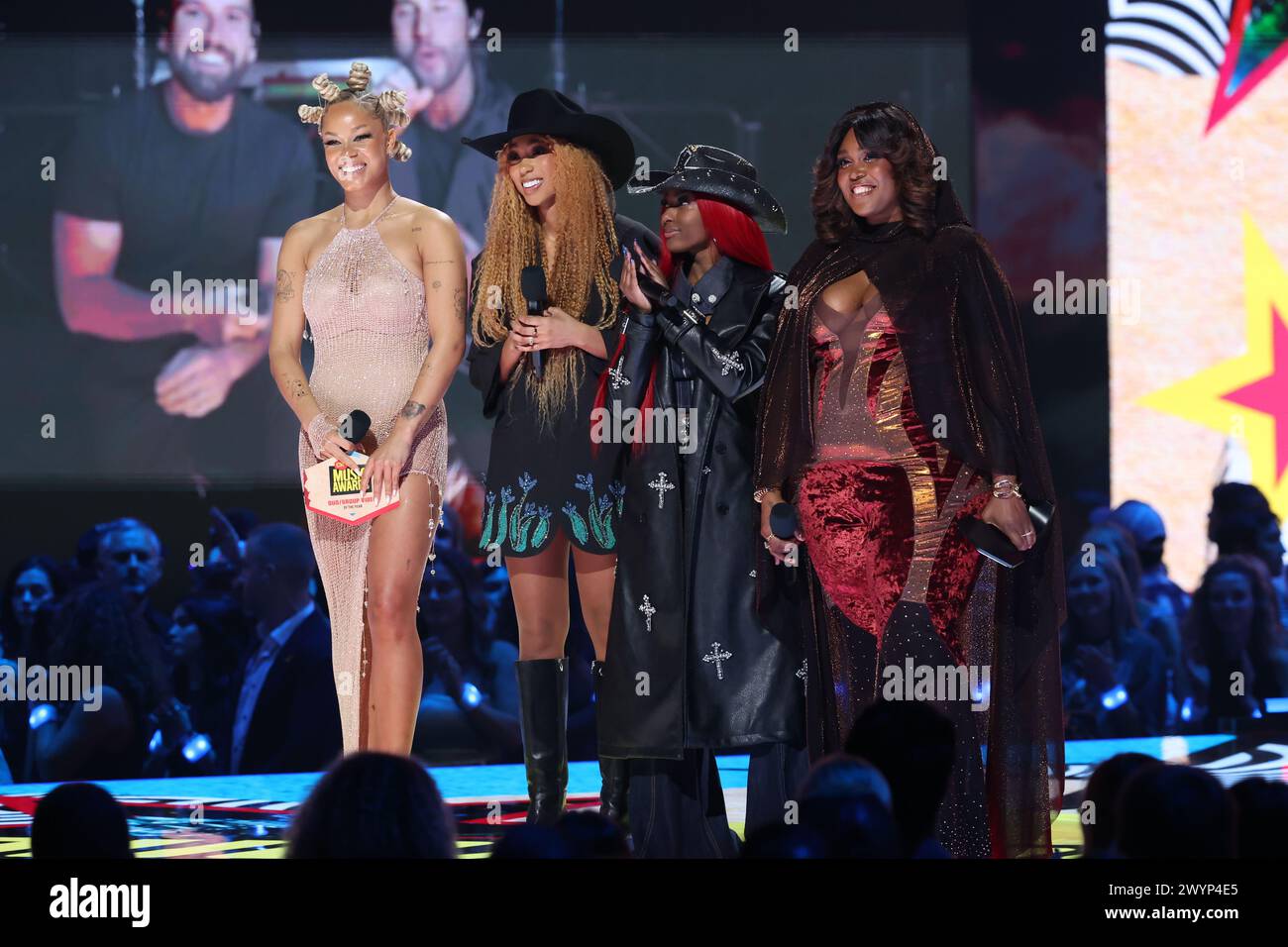 Austin, USA. 07th Apr, 2024. Tanner Adell, Tiera Kennedy, Reyna Roberts ...