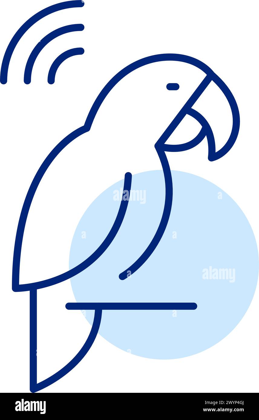 Parrot and wireless connection symbol. Tracking and monitoring pet ...