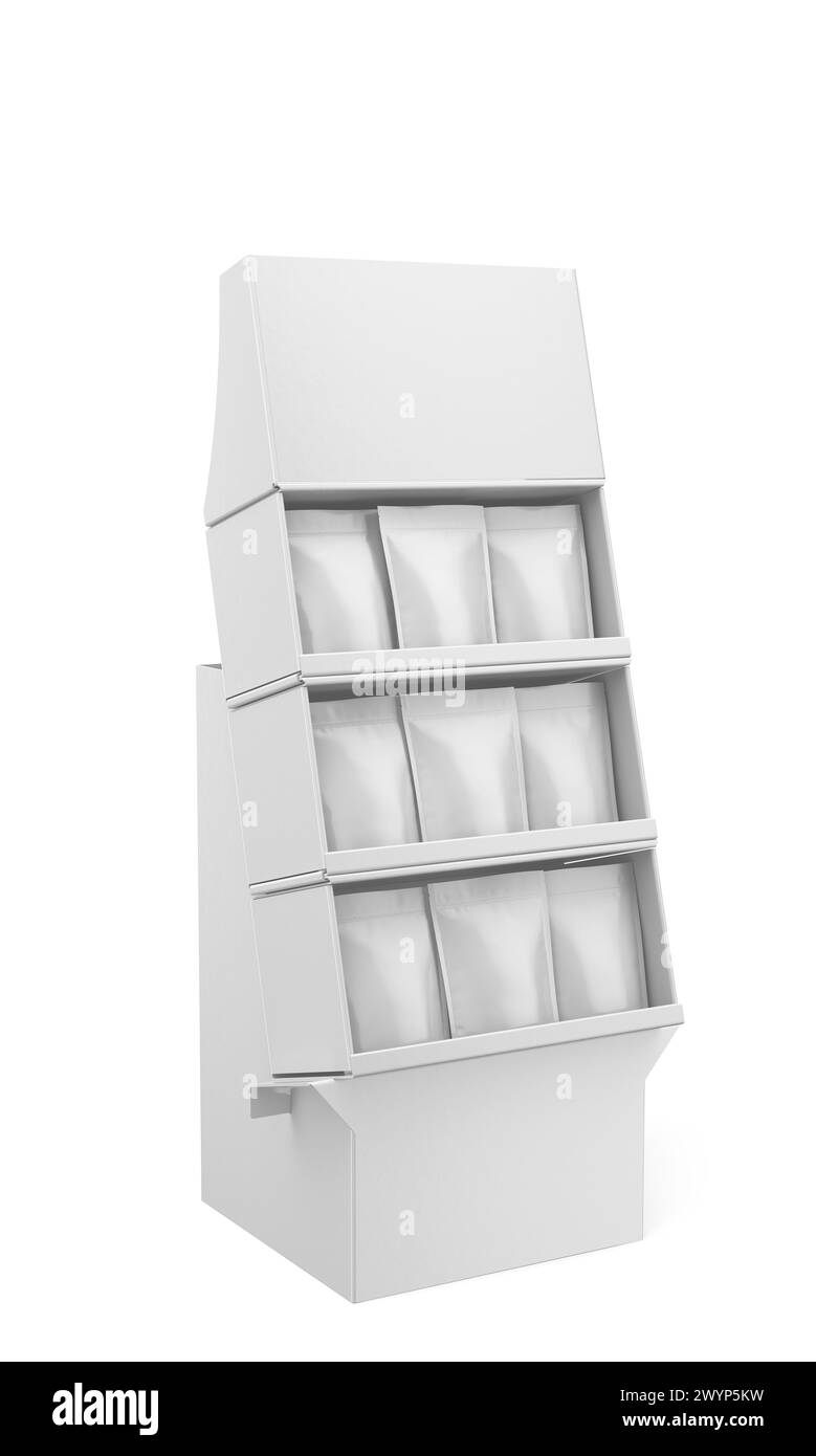 Cardboard Display Stand Box Mockup 3D Rendering Isolated Background Stock Photo - Alamy