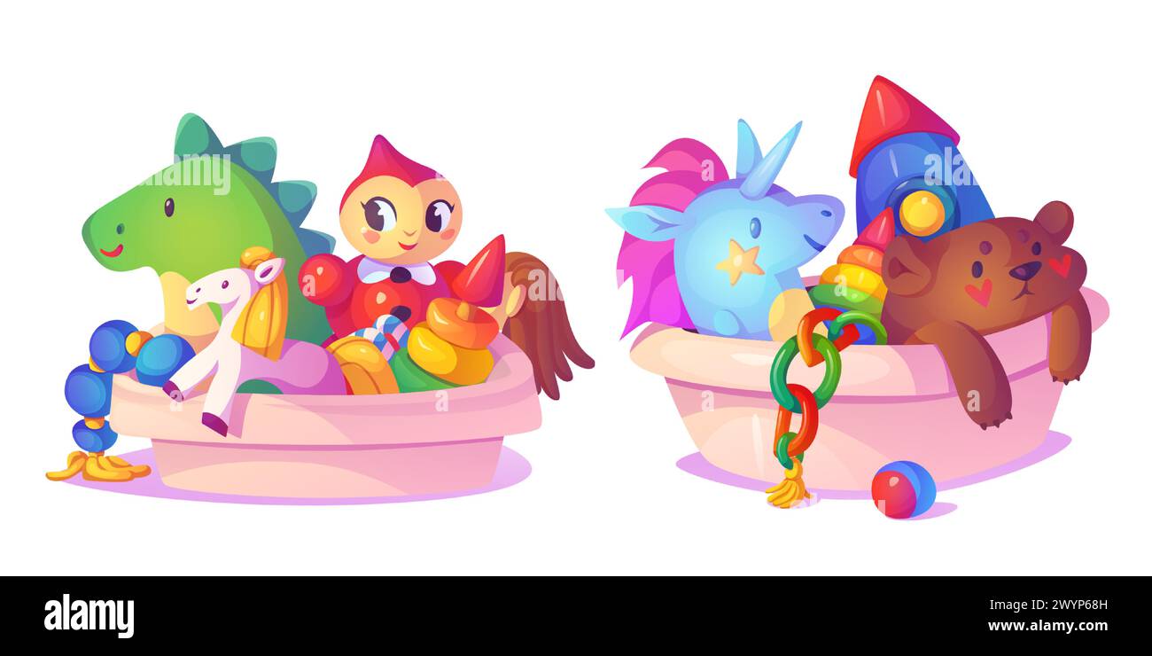 Toy boxes set isolated on white background. Vector cartoon illustration ...