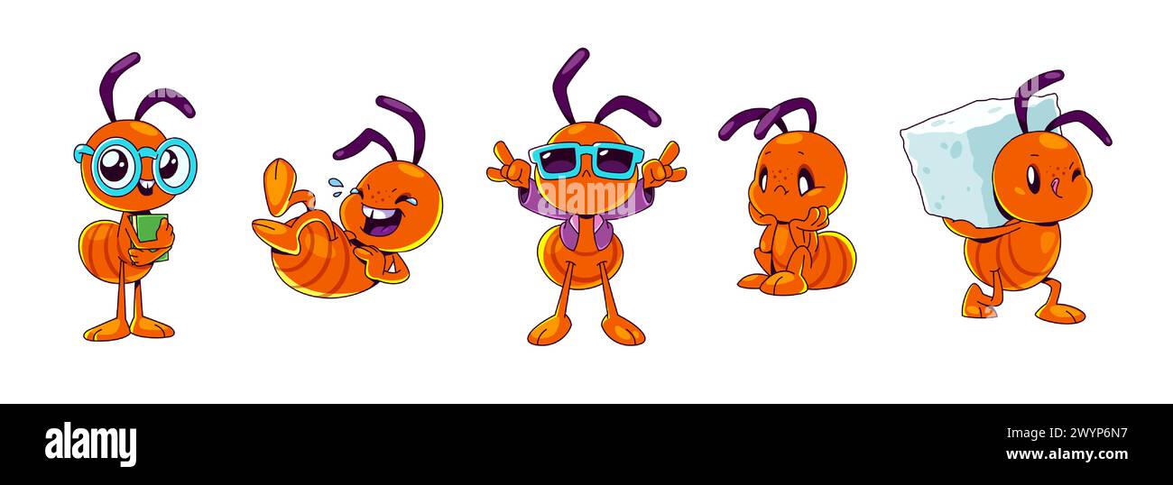 Red cartoon ant character. Cute isolated insect illustration. Funny bug ...