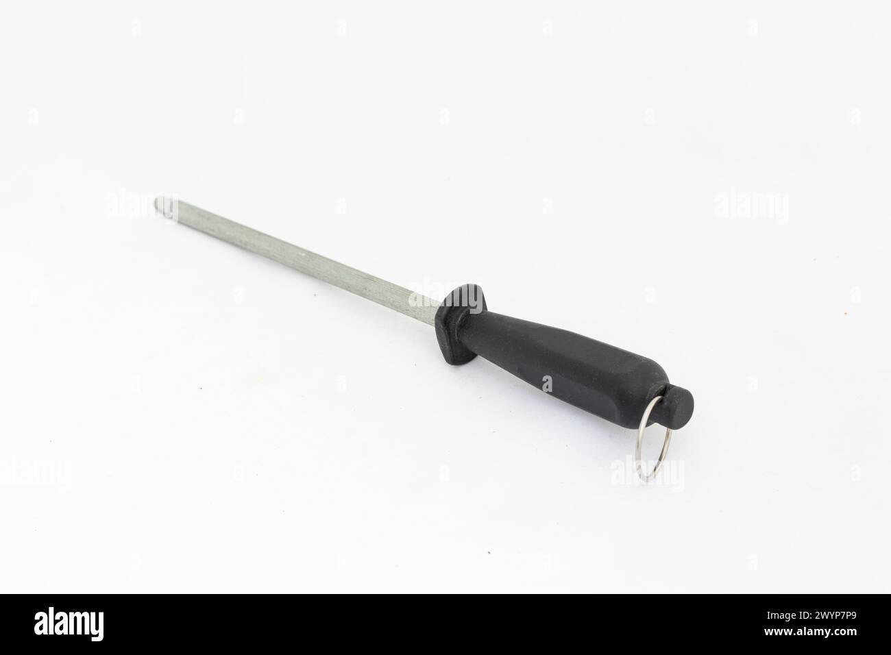 Metal knife sharpener rod isolated on white background Stock Photo - Alamy