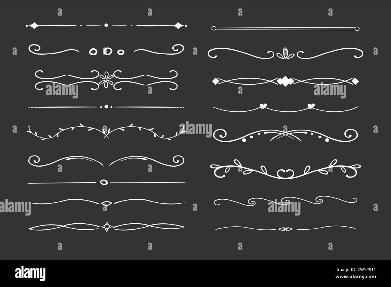 Chalk divider thin line classic geometric deco border separator ...