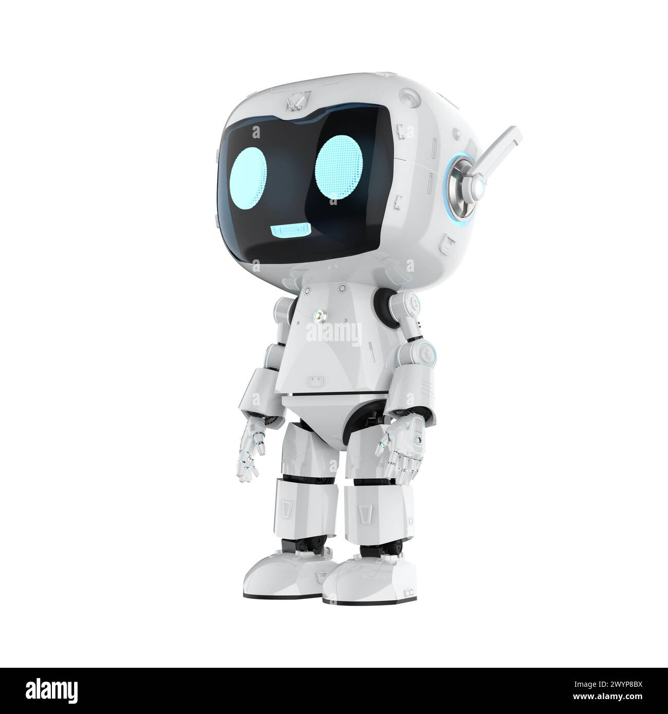 3d rendering cute and small artificial intelligence personal assistant robot with cartoon ...