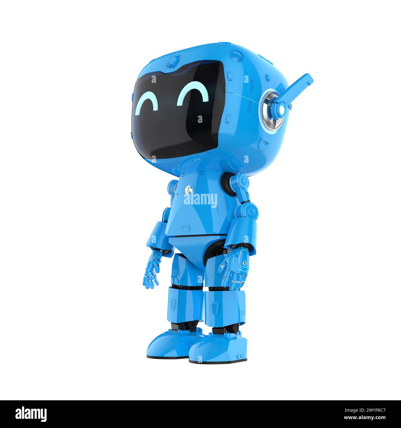 3d rendering cute and small artificial intelligence personal assistant robot with cartoon ...