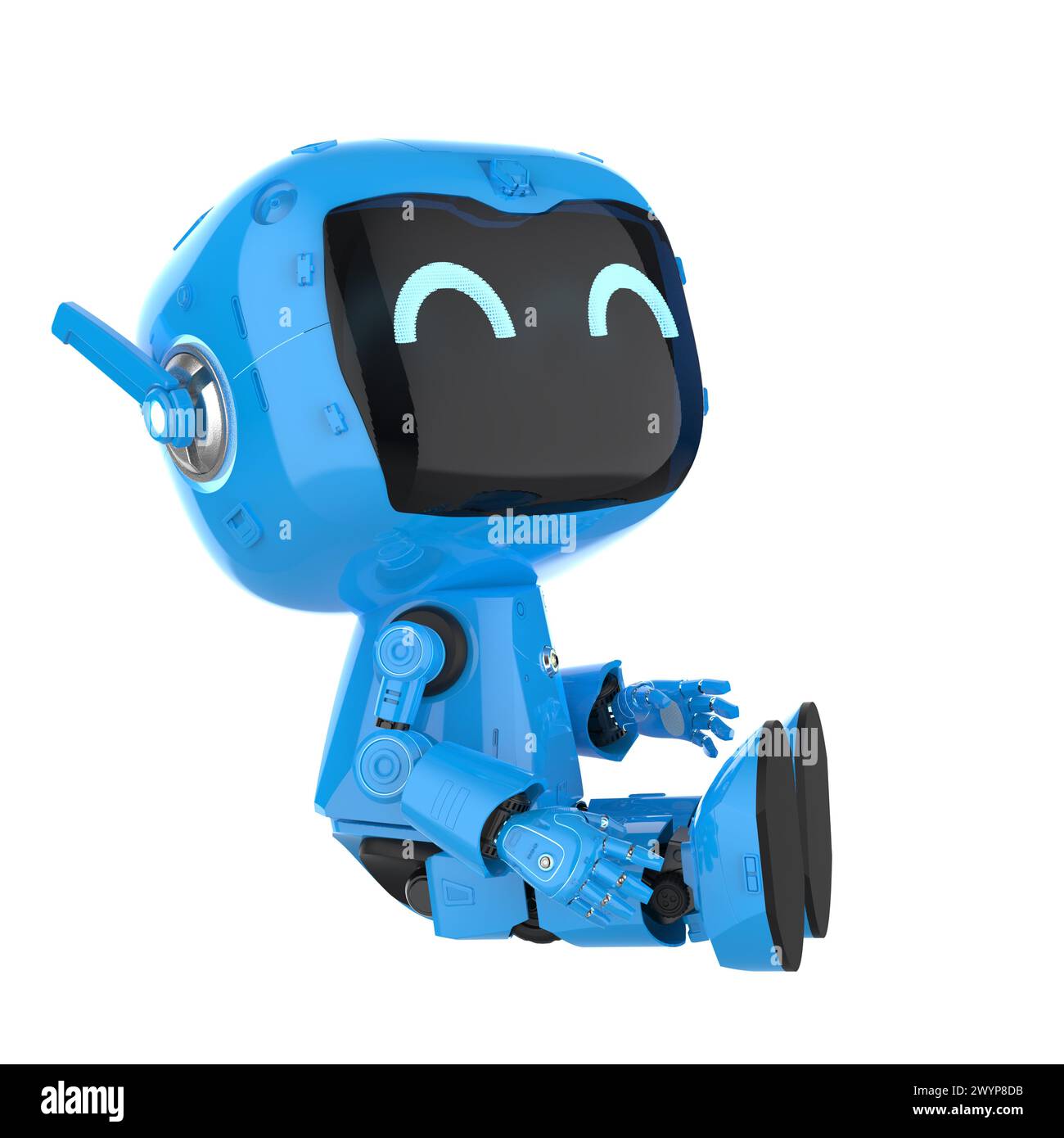 3d rendering cute and small artificial intelligence personal assistant robot with cartoon ...