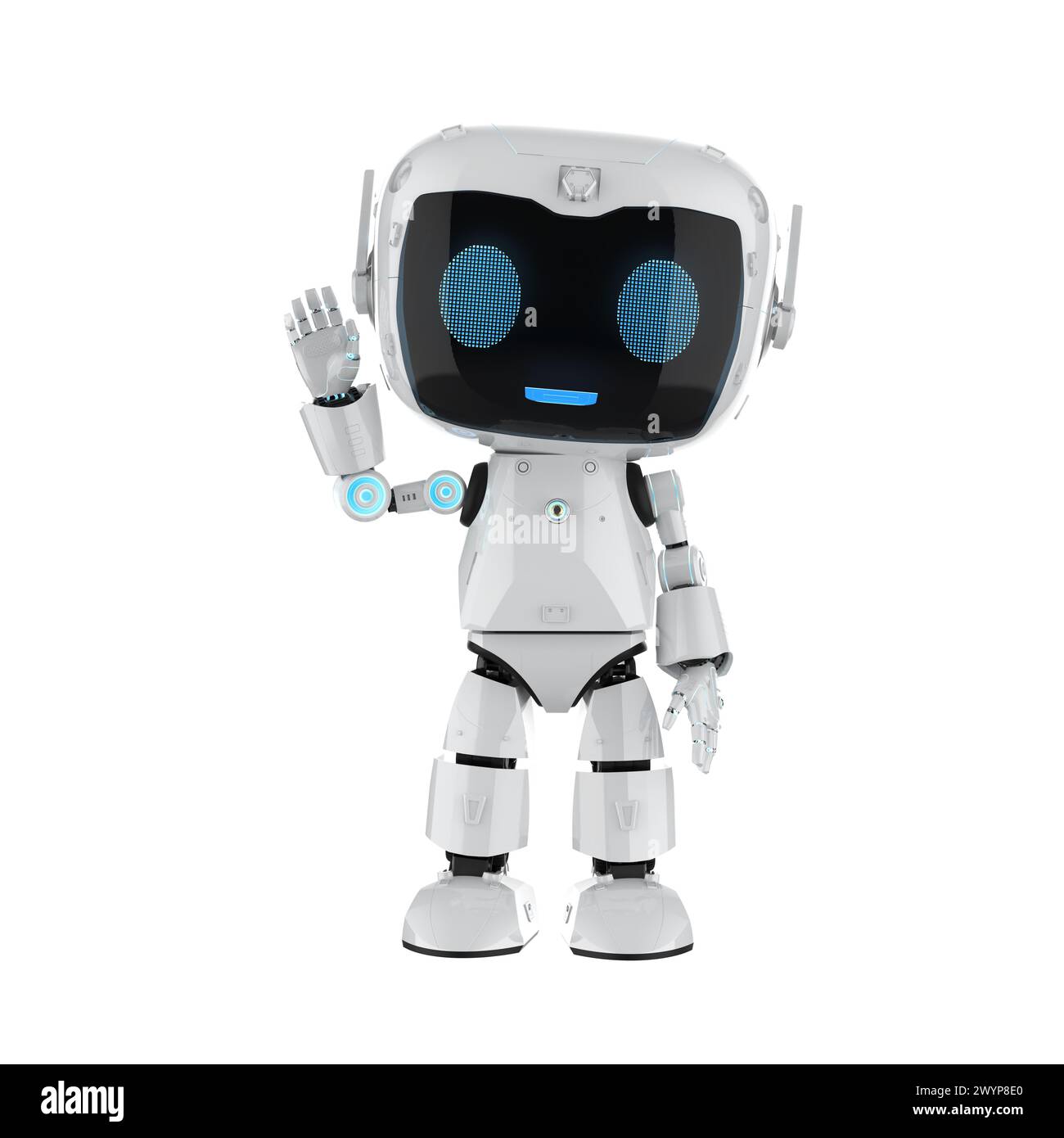 3d rendering cute and small artificial intelligence personal assistant robot with cartoon ...