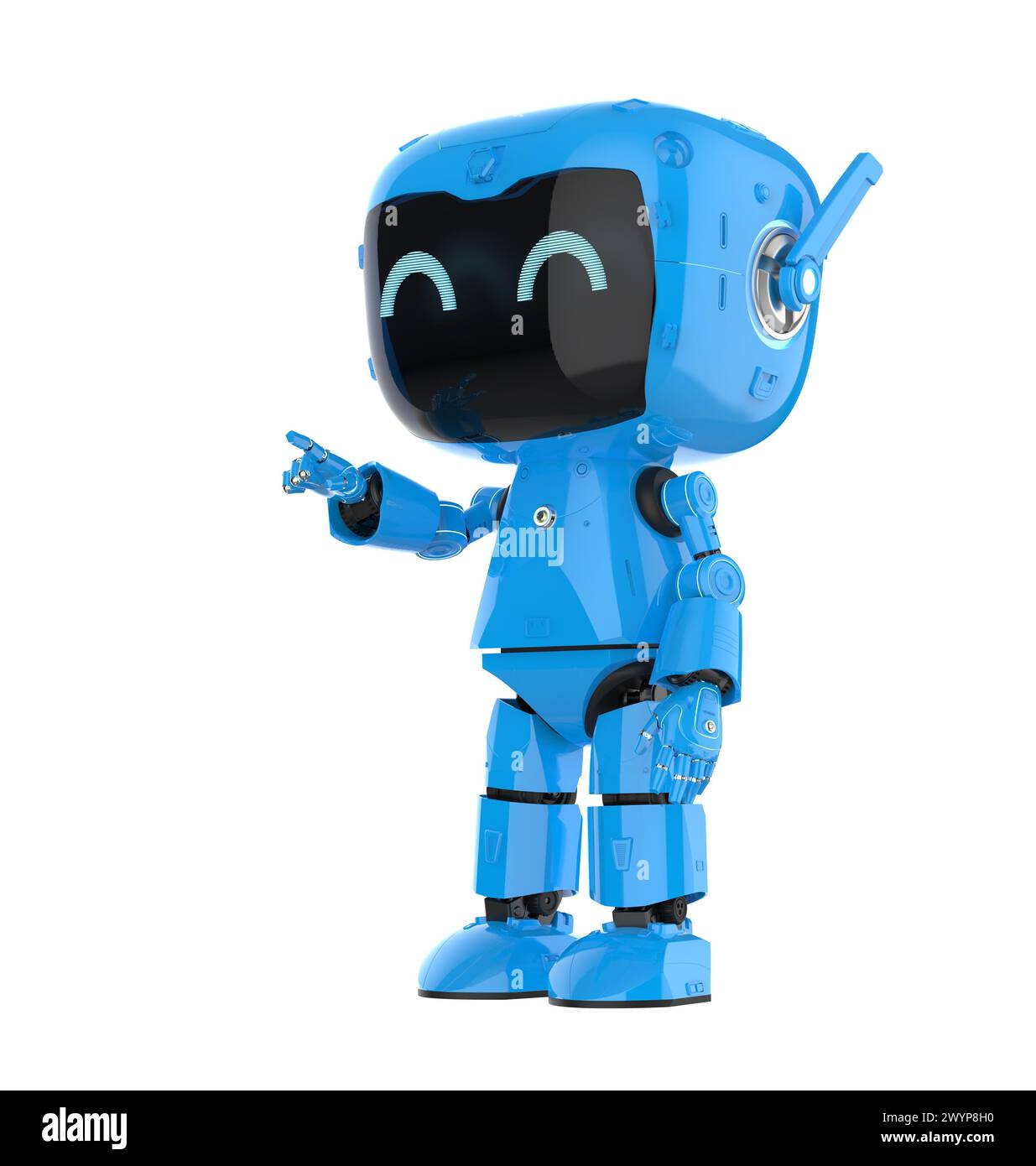 3d rendering cute and small artificial intelligence personal assistant robot with cartoon ...