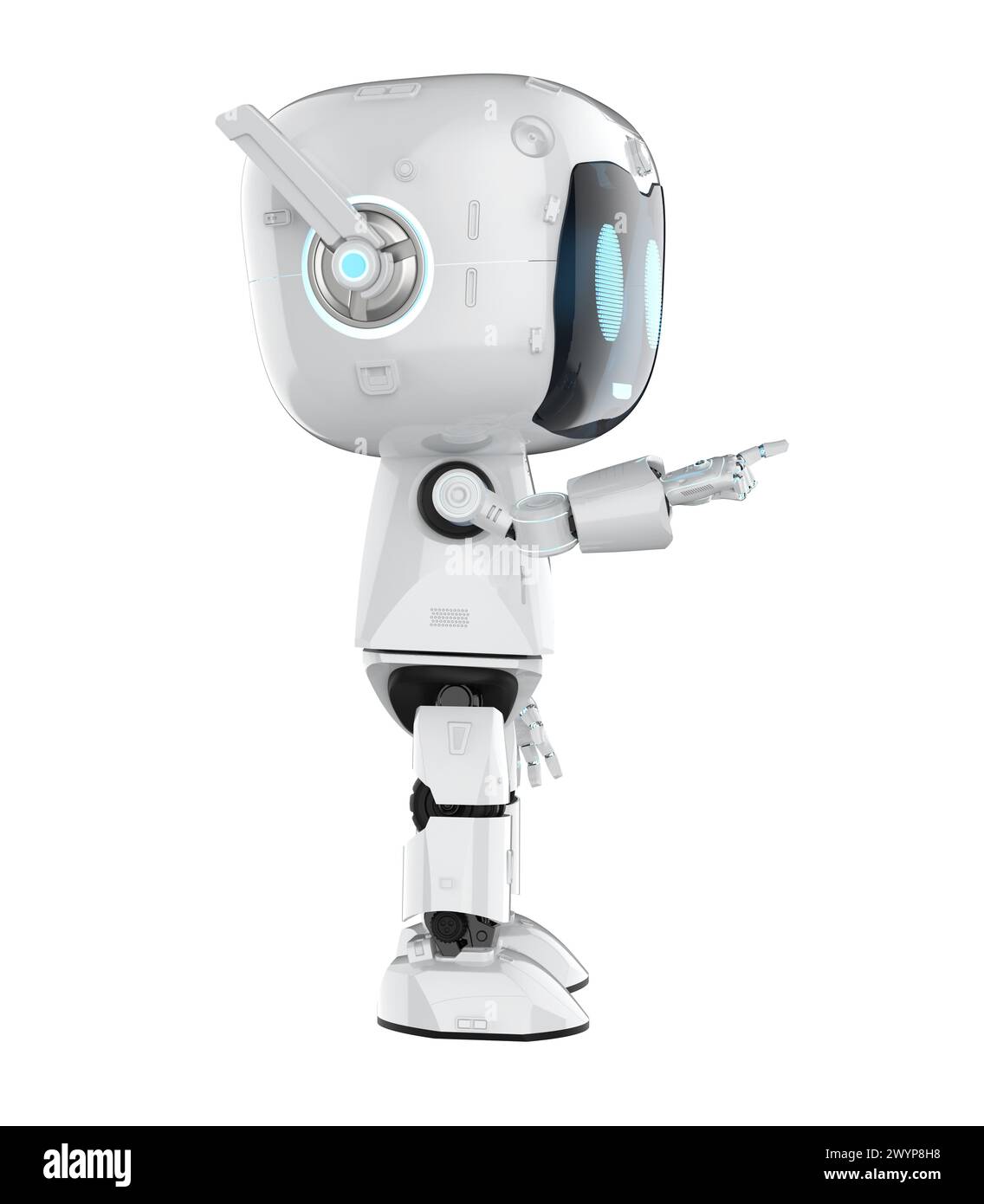 3d rendering cute and small artificial intelligence personal assistant robot with cartoon ...