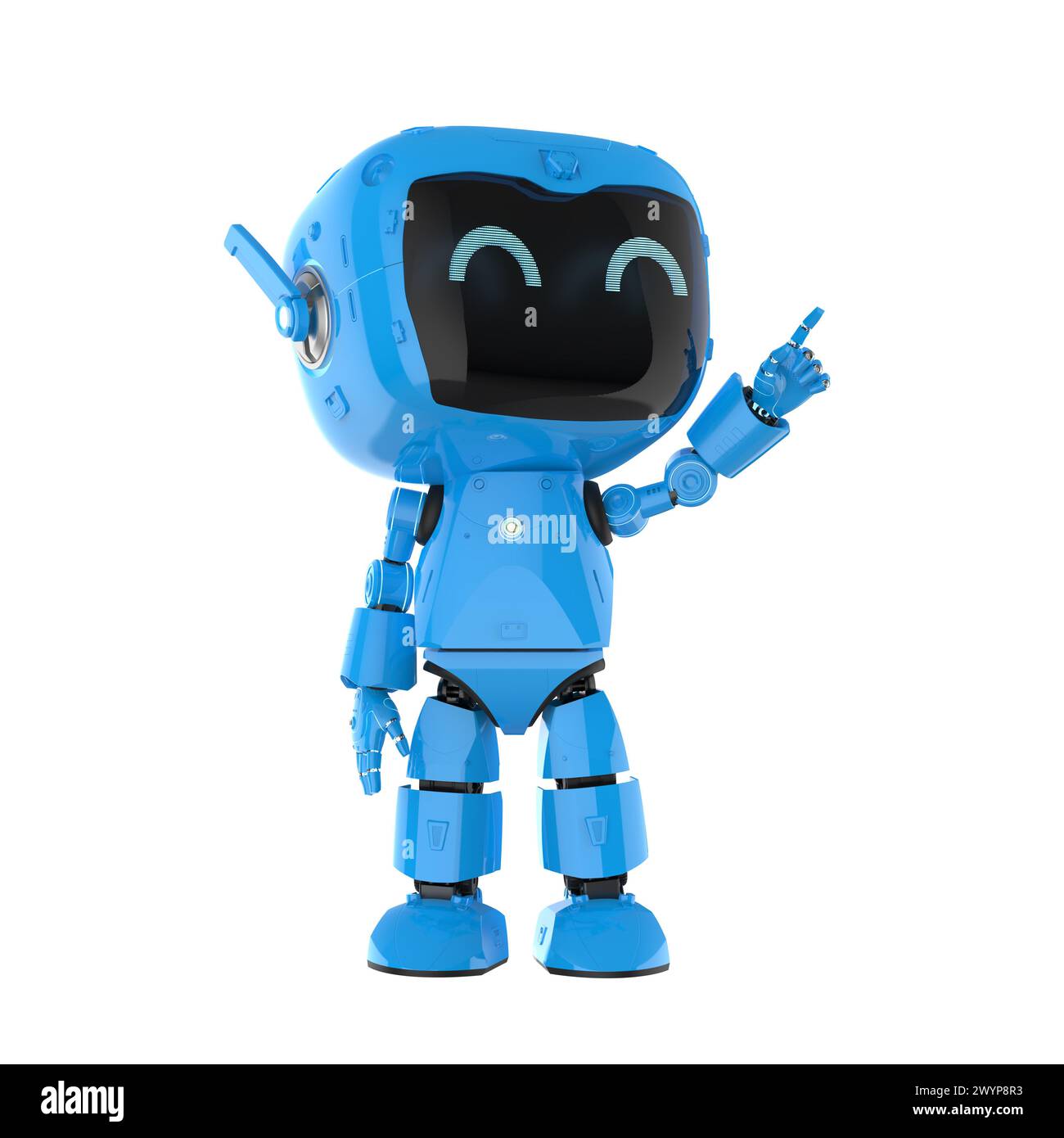 3d rendering cute and small artificial intelligence personal assistant robot with cartoon ...