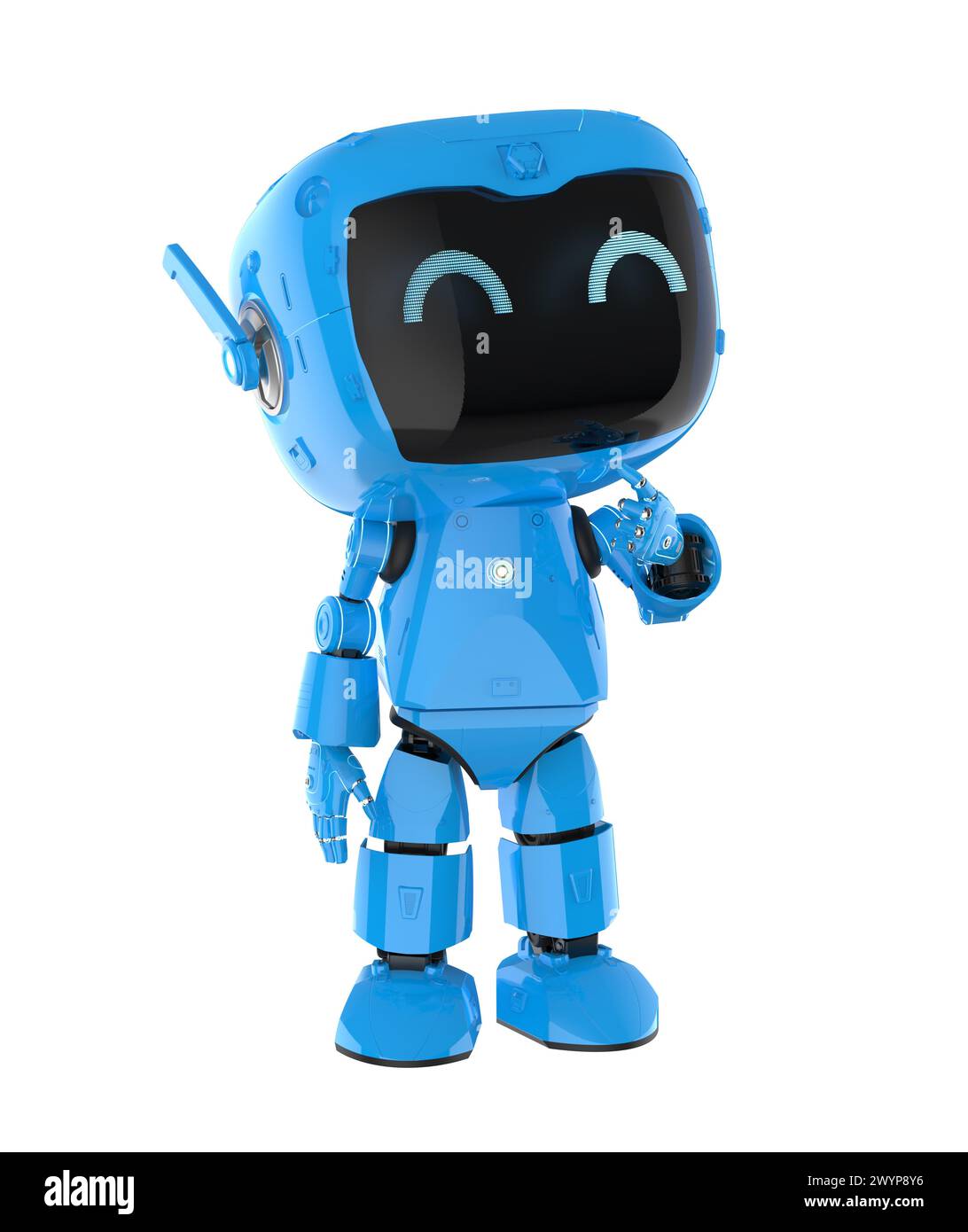 3d rendering cute and small artificial intelligence personal assistant robot with cartoon ...