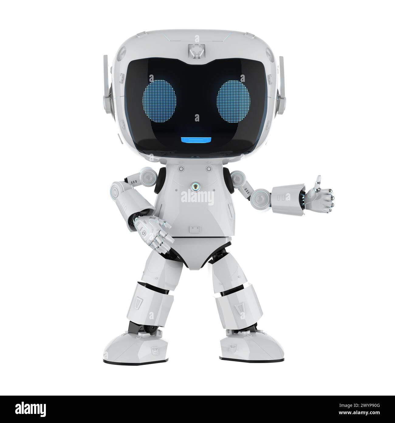 3d rendering cute and small artificial intelligence personal assistant robot with cartoon ...