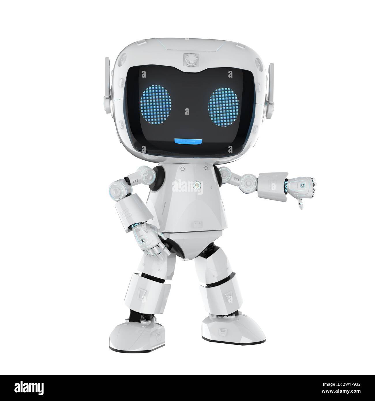 3d rendering cute and small artificial intelligence personal assistant robot with cartoon ...