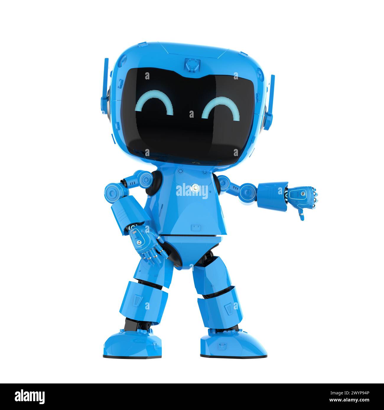 3d rendering cute and small artificial intelligence personal assistant robot with cartoon ...