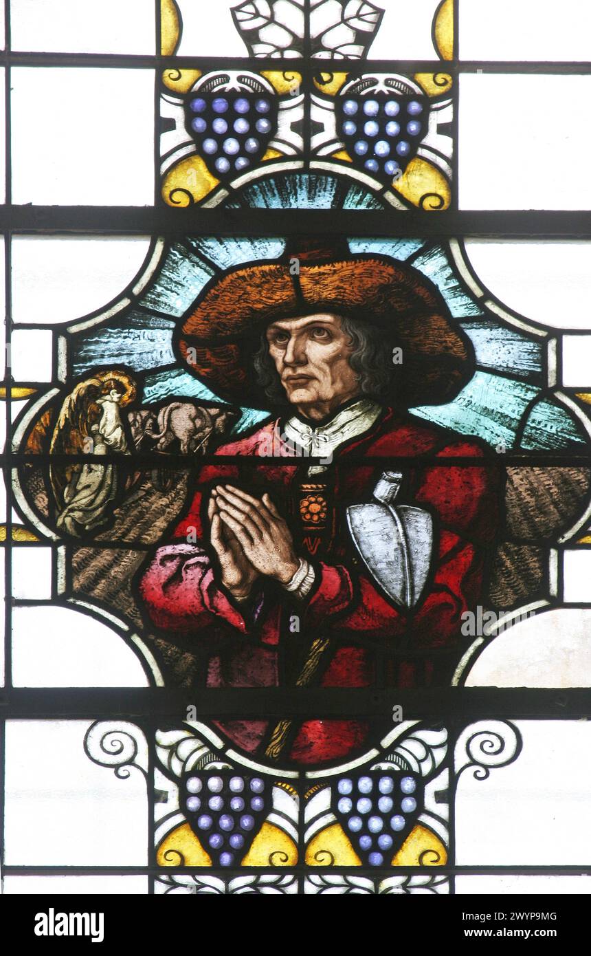 Saint Isidore the Laborer, stained glass window in the Church of the ...